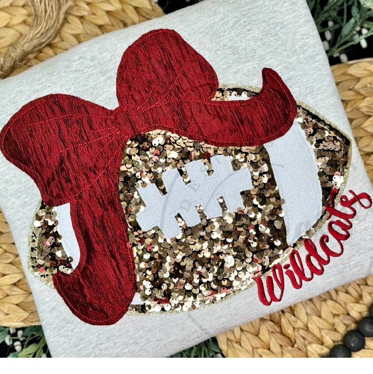 Football Sequin with Bow Crew | Bama Peaches Designs & Embroidery